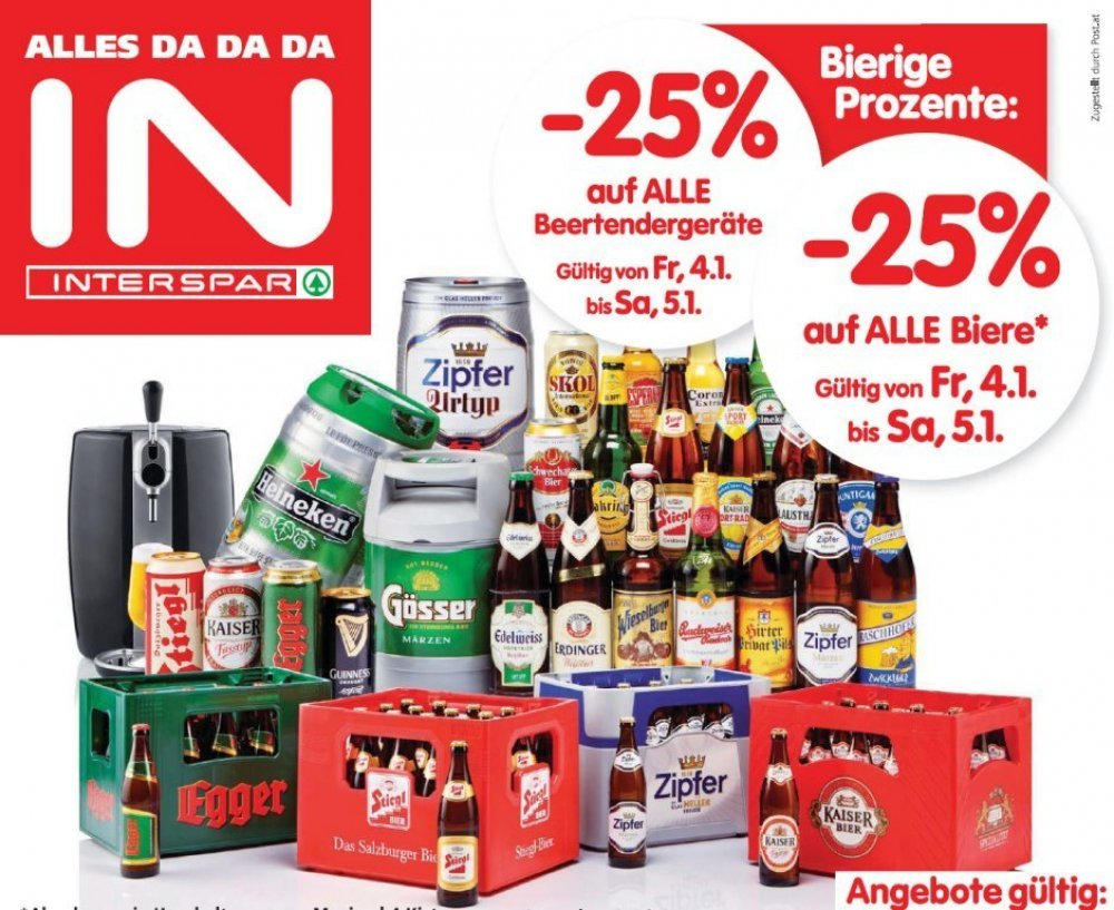Interspar - -25% auf ALLE Biere ️ Online von INTERSPAR - wogibtswas.at